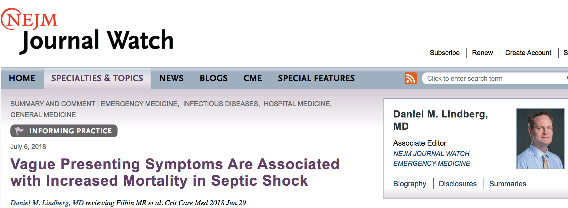 Vague symptoms and lessons for the evolution of sepsis – EvolutionMedicine
